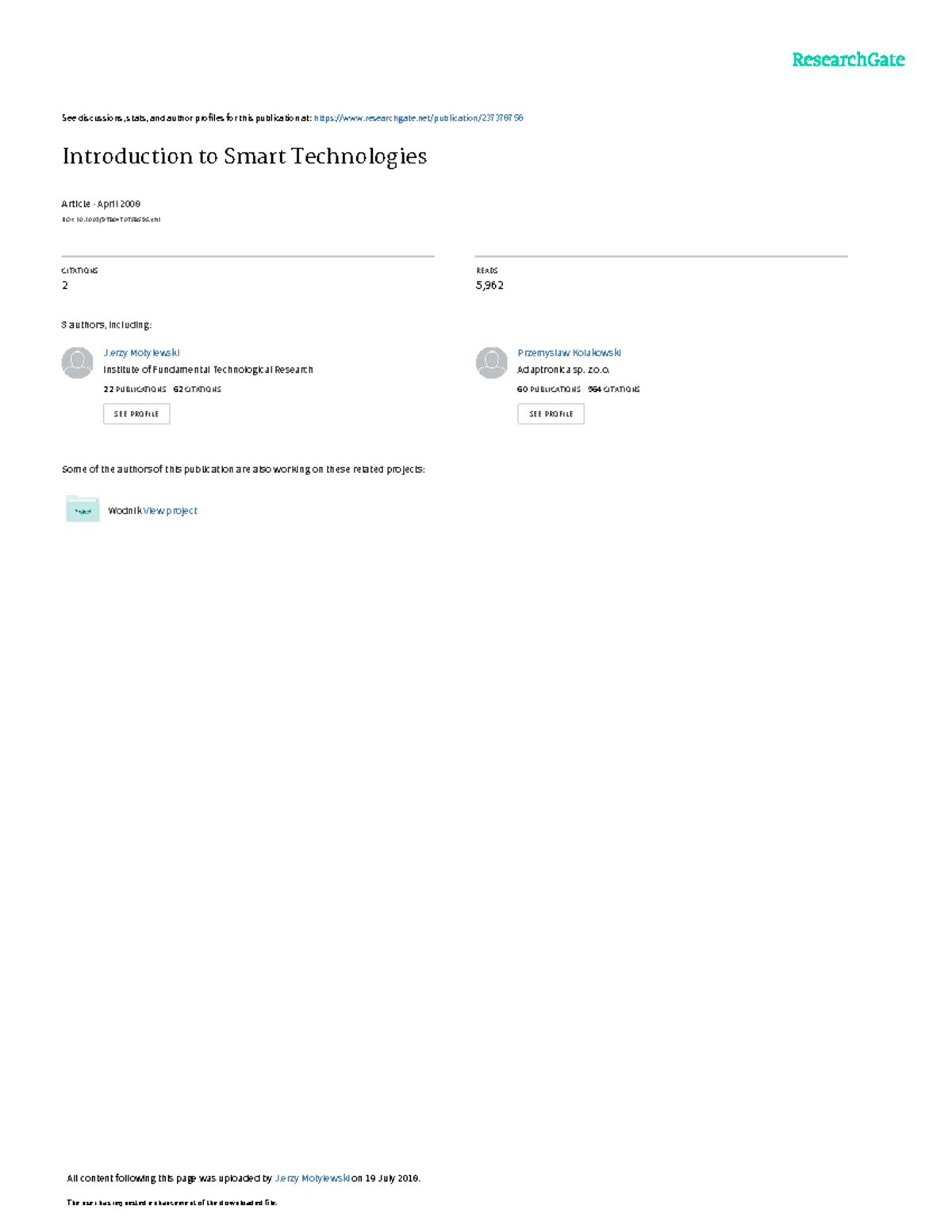 Introduction to Smart Technologies - See discussions, stats, and author ...