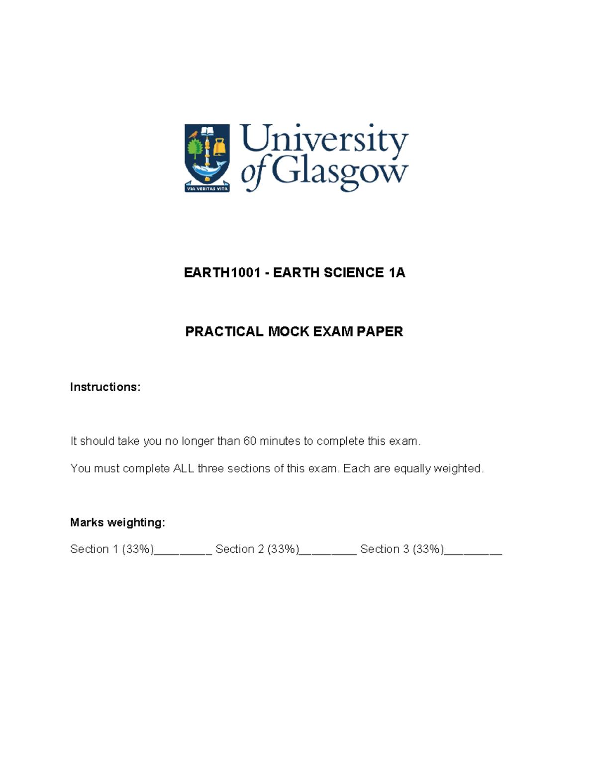 EARTH1001 Mock Exam Paper - Tagged - EARTH1001 - EARTH SCIENCE 1A ...