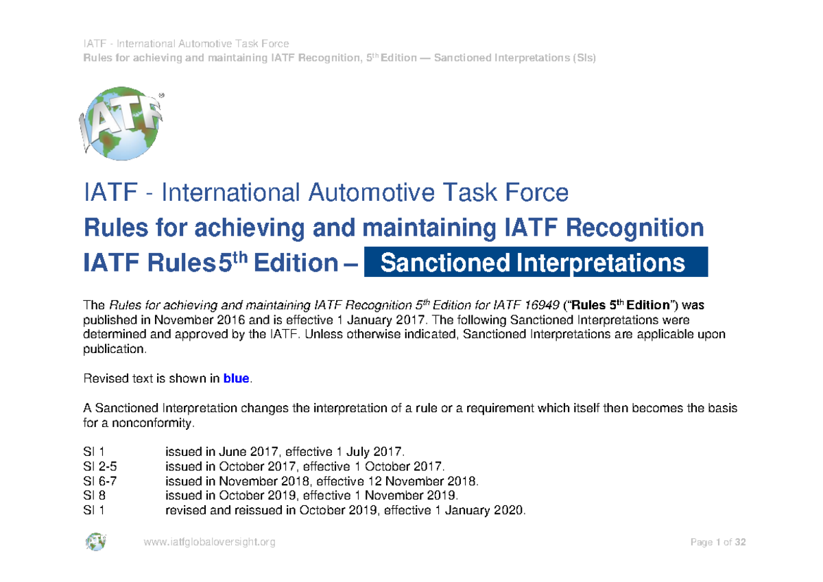 IATF-Rules-5th-Edition Sanctioned-Interpretations Apr-2023 - Rules for ...