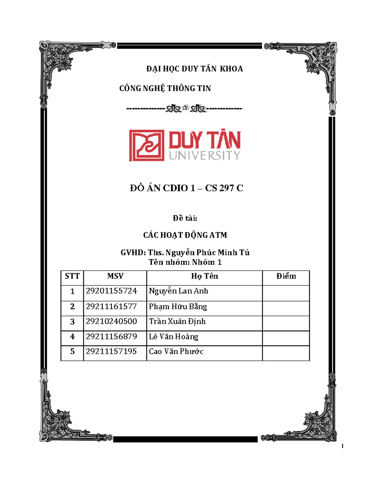 Đồ án CDIO 1 - okkkkkkkkkkkkkkkkkkkkkkkkkkkkkk - ĐẠI HỌC DUY TÂN KHOA ...