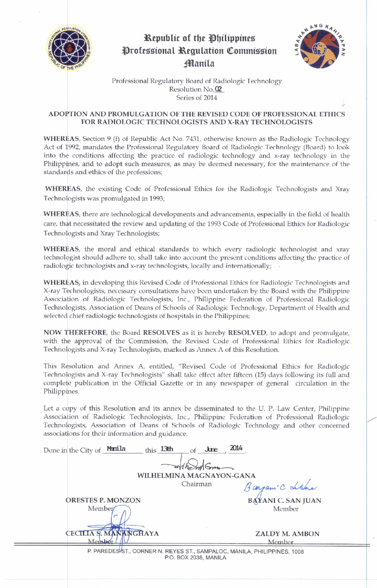 Radiologic Technology-Code Ethics-2014-02 - Bachelor of Science in ...