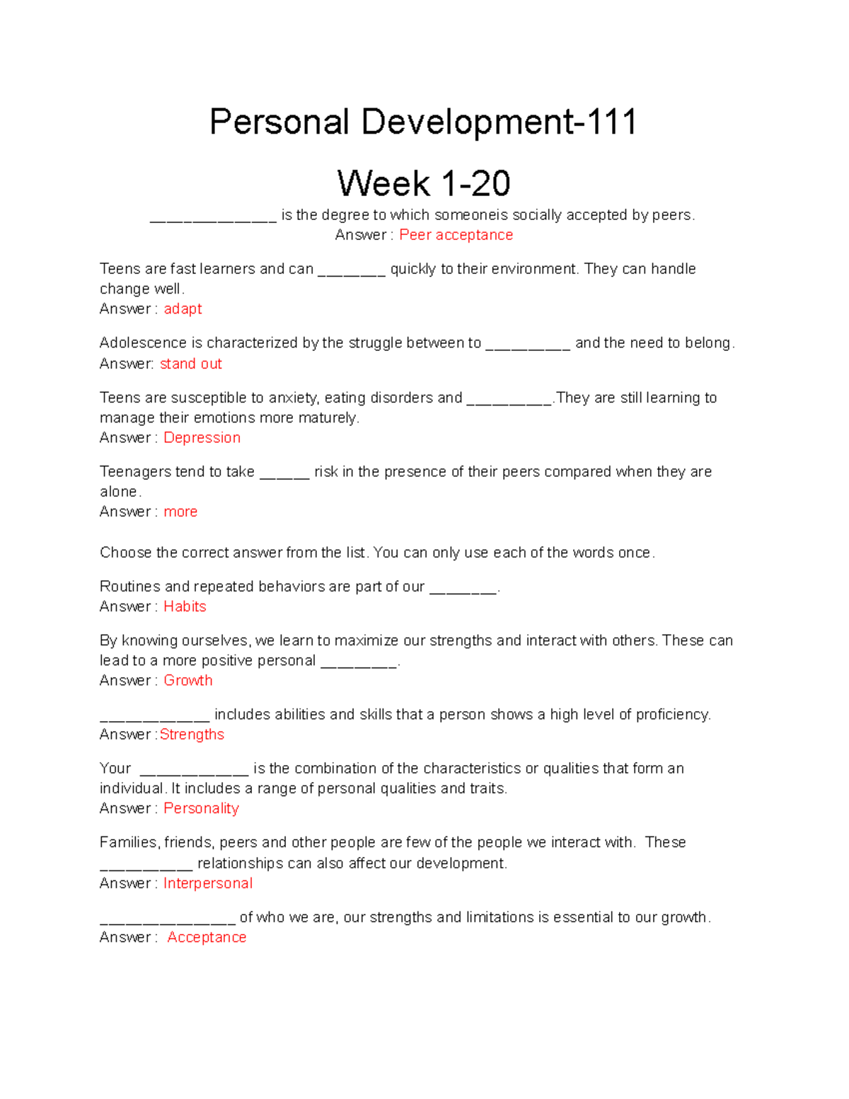 PDEV-111 WEEK 1-20 - Walang taong buubuu, tamad lang - Personal Development- Week 1 ...