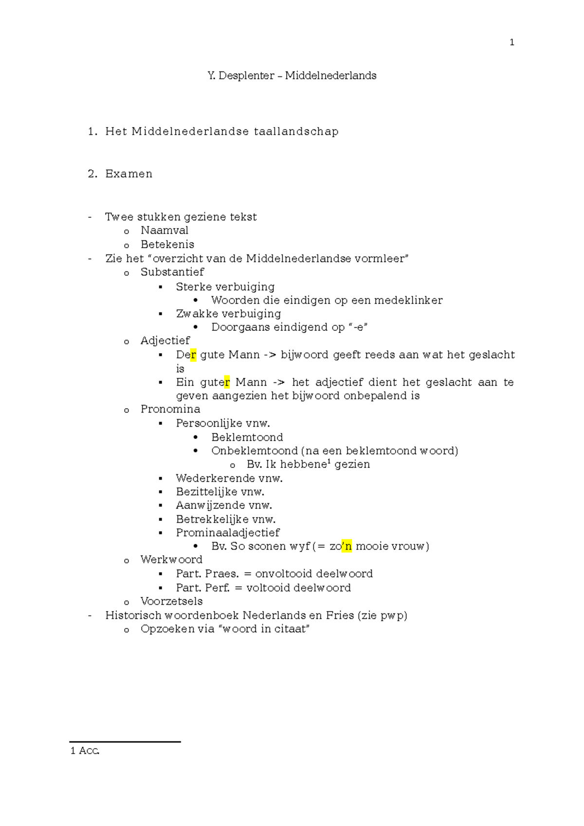 Lesnotities, Tekstverklaring - Y. Desplenter – Middelnederlands Het ...