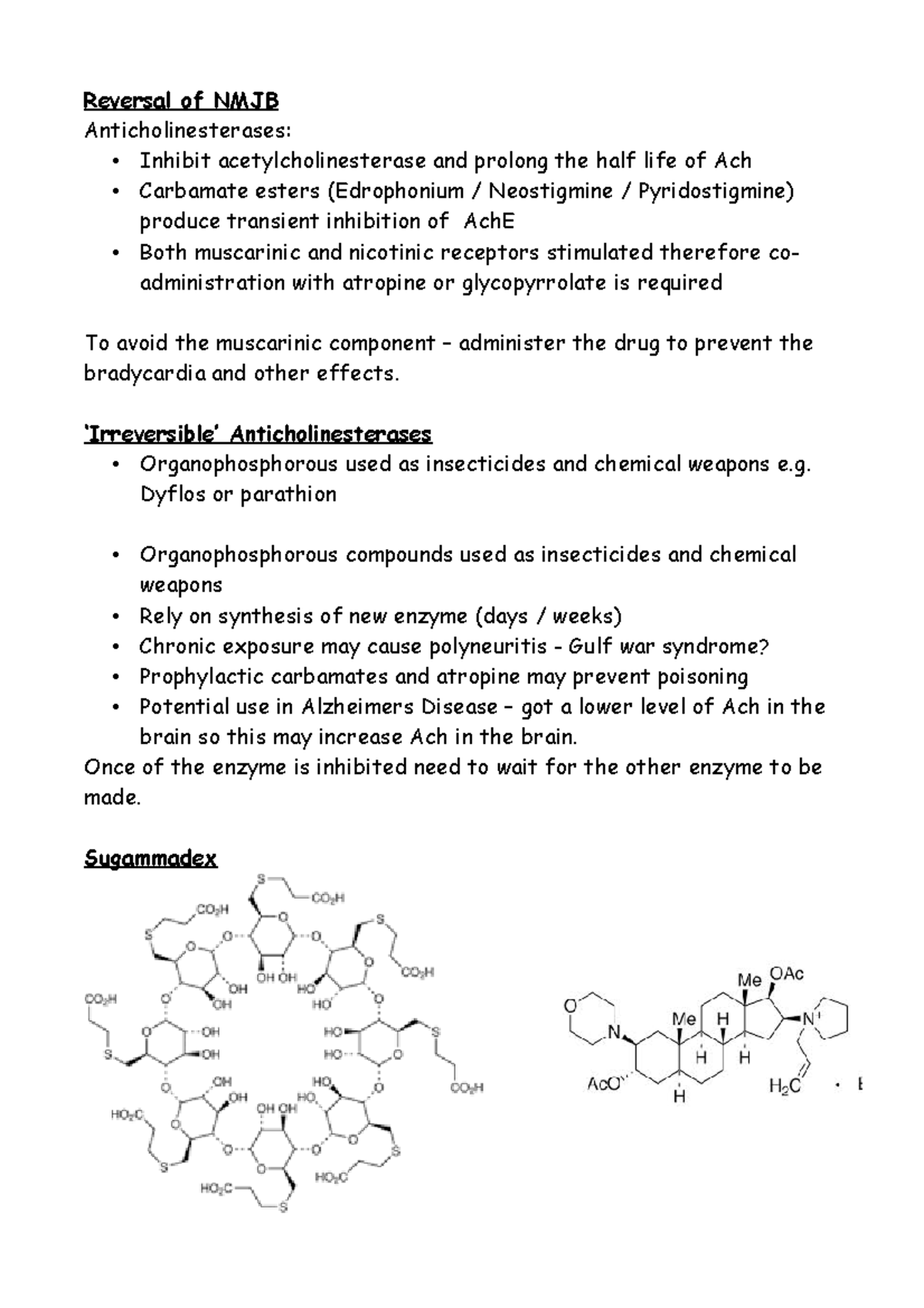 Reversal of NMJB - Reversal of NMJB Anticholinesterases: - Inhibit ...
