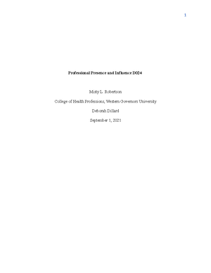 D024 Reflection Paper Task 2 - Establishing a Professional Presence to ...