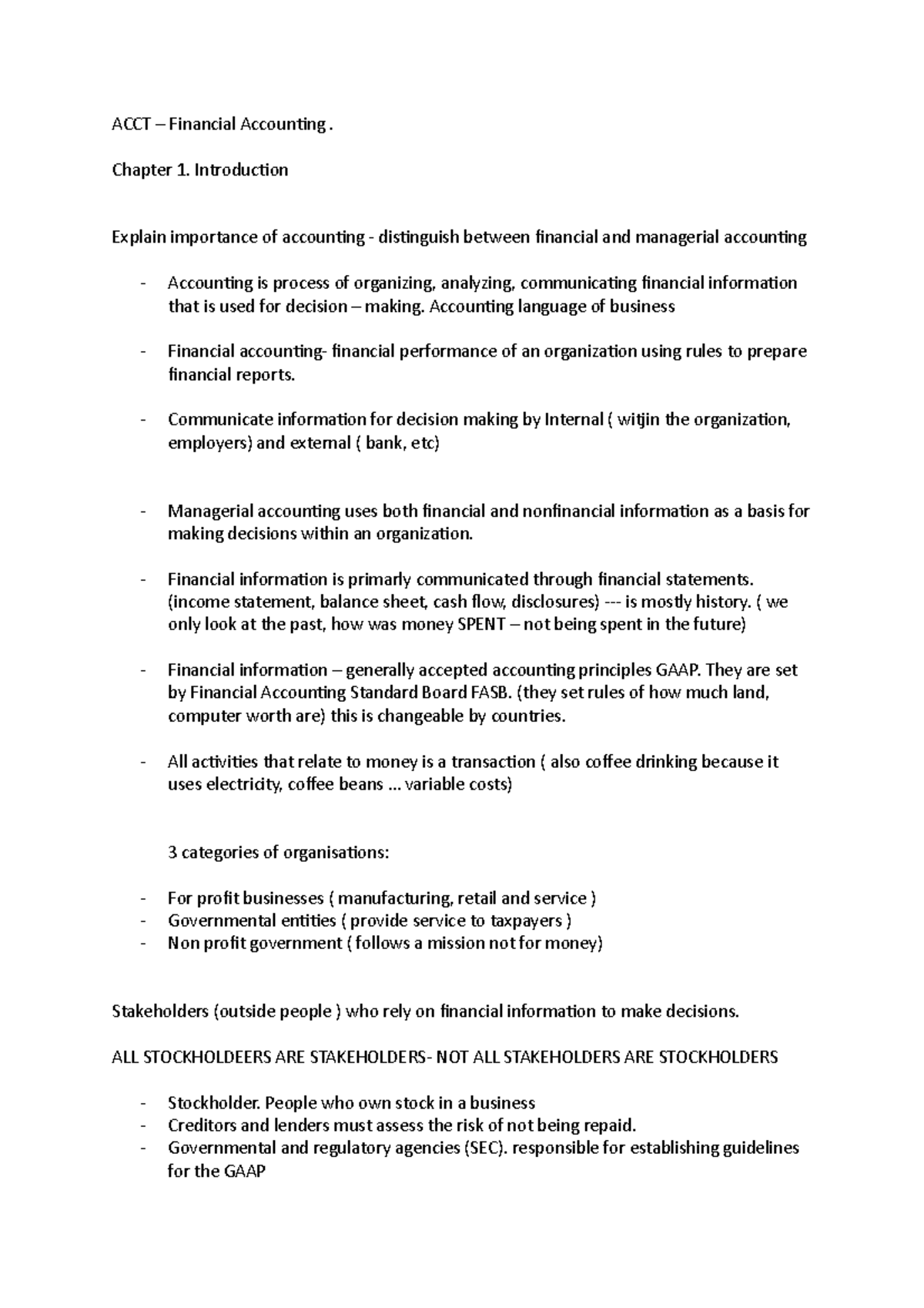 ACCT. 1 - notes I took during the lecture. - ACCT – Financial ...