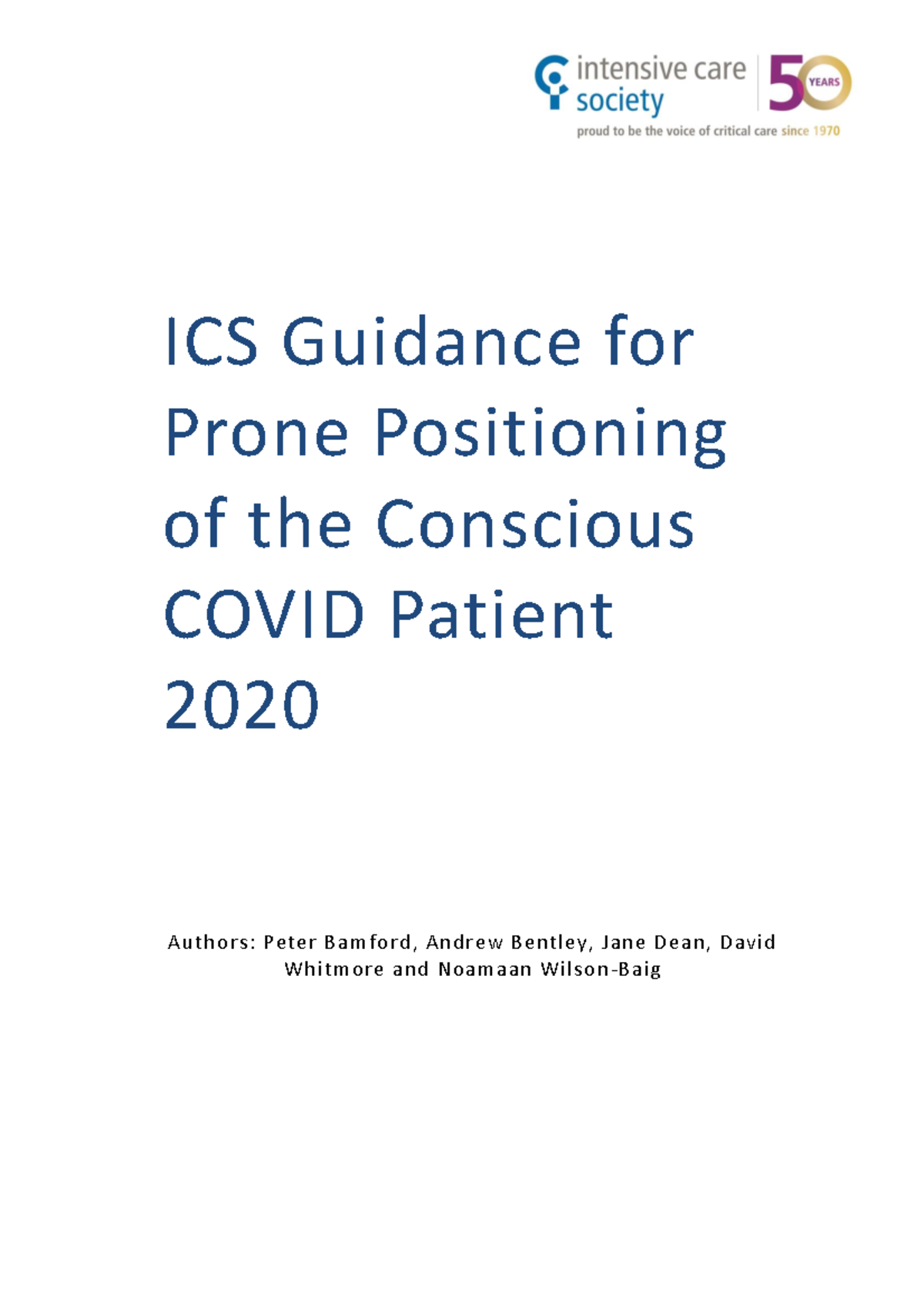 2020 04 12 Guidance for conscious proning - ICS Guidance for Prone ...