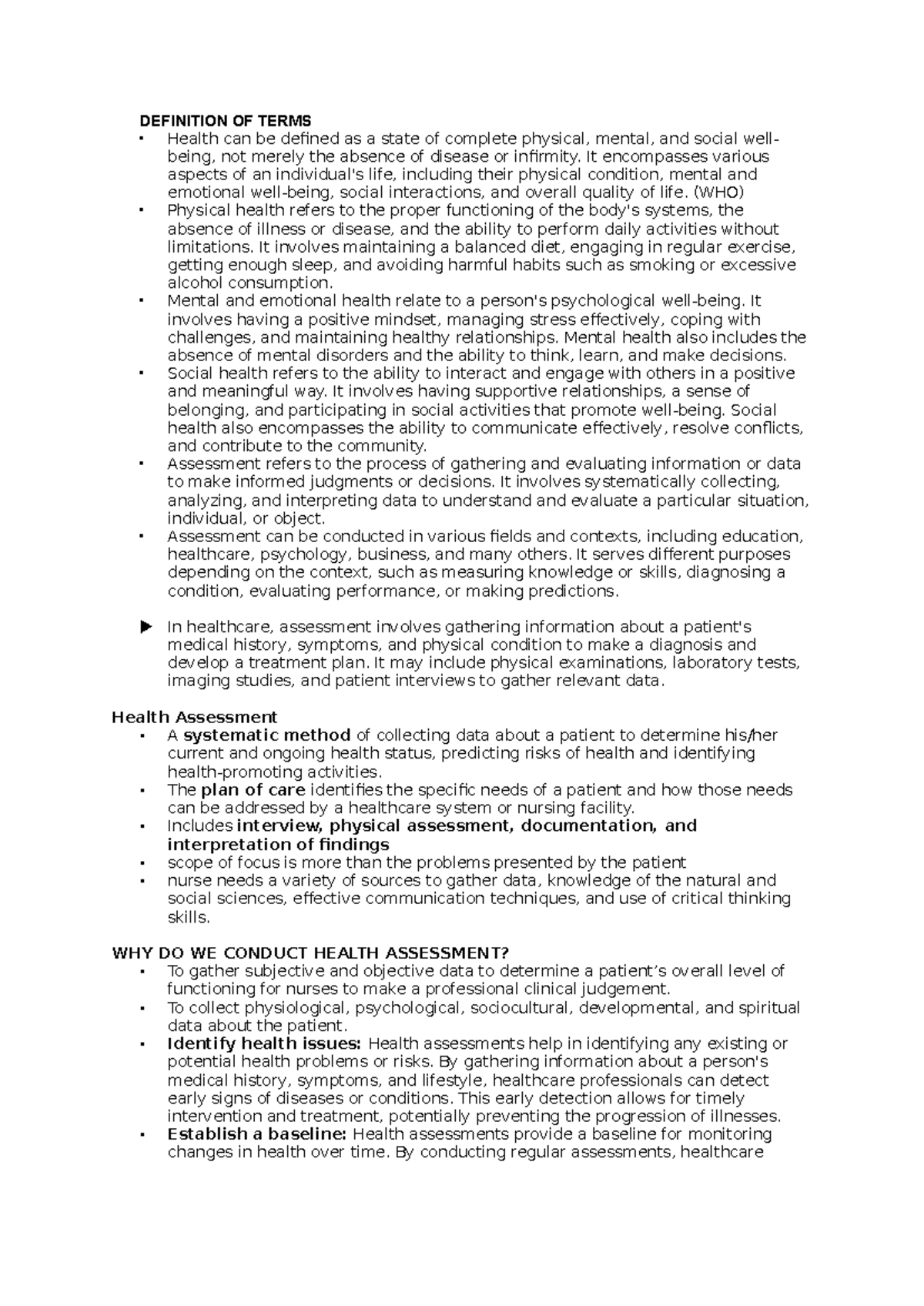 Definition OF Terms - eagse - DEFINITION OF TERMS Health can be defined ...