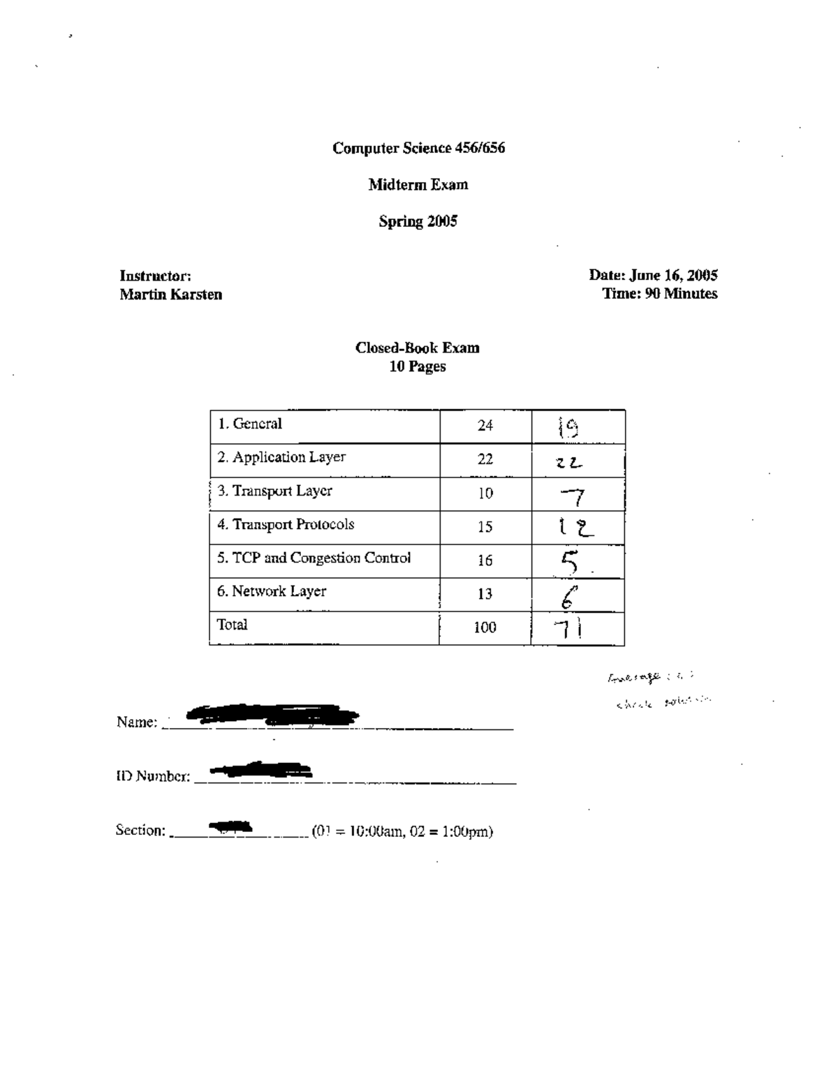 Exam 2005, questions and answers Computer Networks - Computer Science ...
