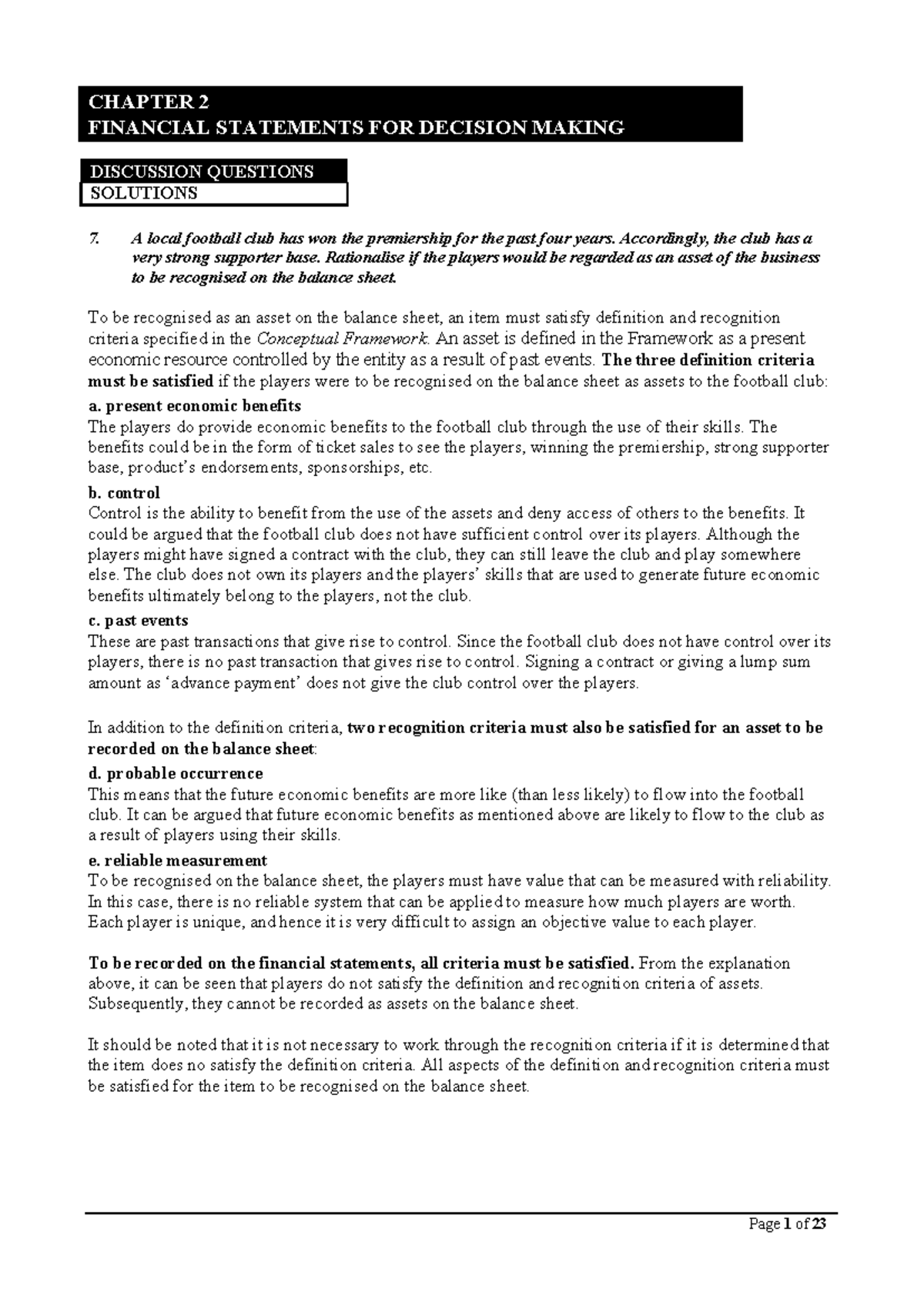 Week 2 Tutorial Solutions (003) - DISCUSSION QUESTIONS SOLUTIONS 7. A ...