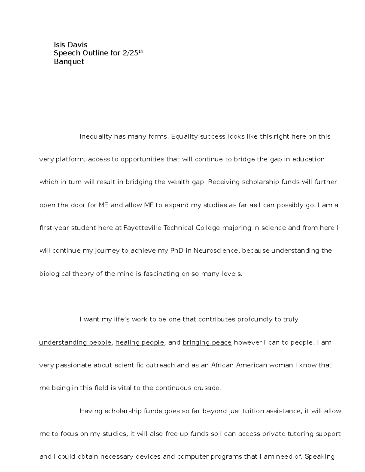 Speech - here is an essay that was conducted on the behad of MLK ...