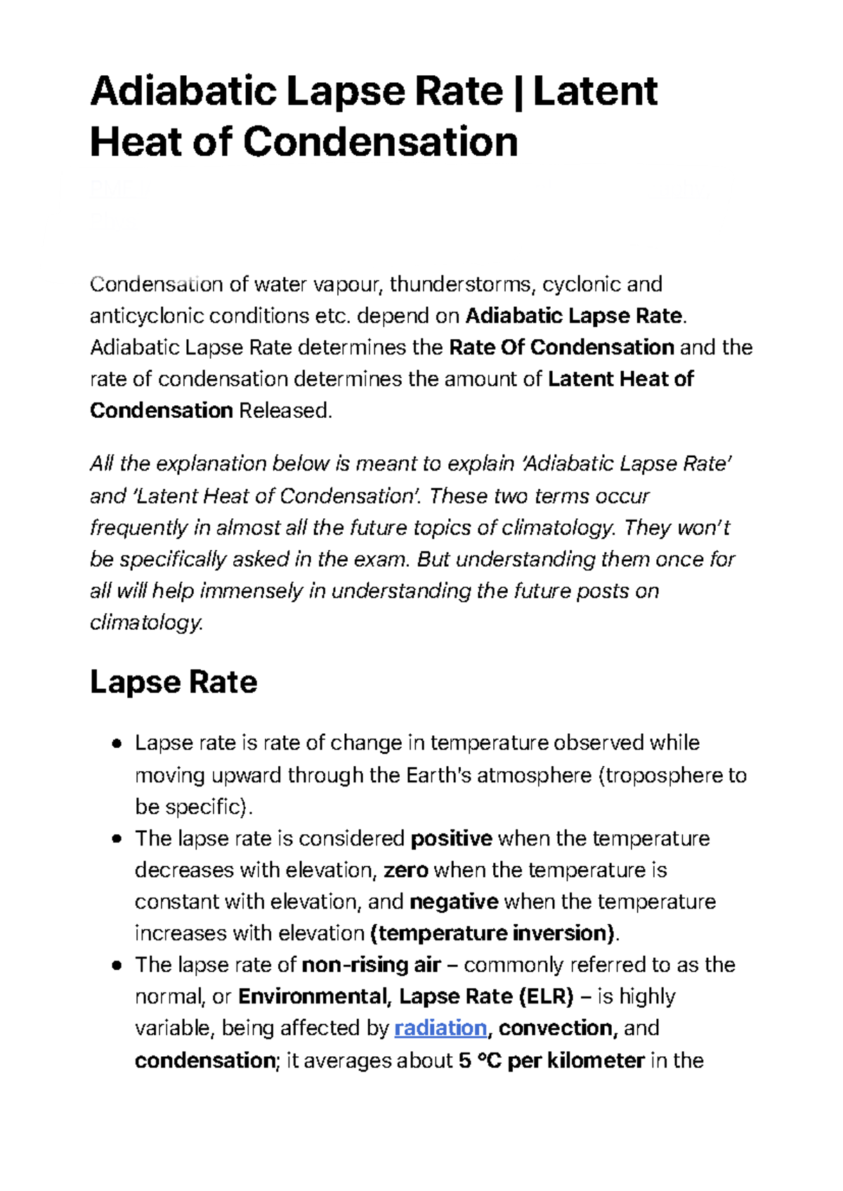 Adiabatic Lapse Rate Latent Heat of Condensation - PMF IAS - Adiabatic ...