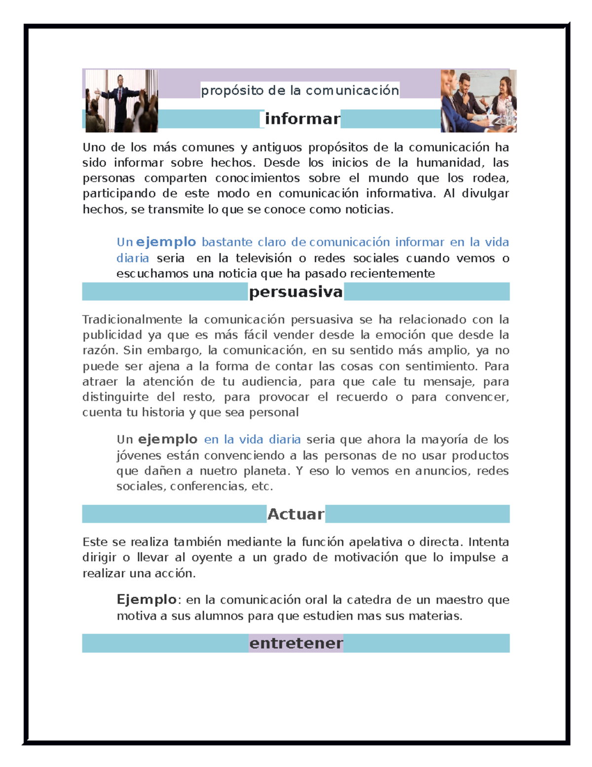 Proposito de la comunicacion - propósito de la comunicación informar ...