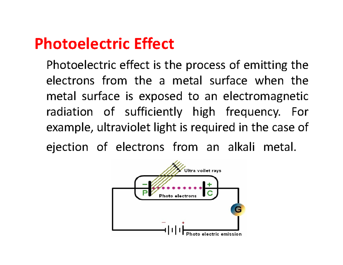 Photoelectric Effet - Photoelectric Effect Photoelectric effect is the ...