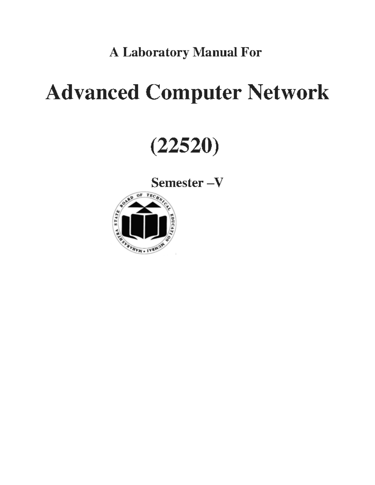 Manual CM5I ACN 22520 031020 - A Laboratory Manual For Advanced Computer Network (22520 ...