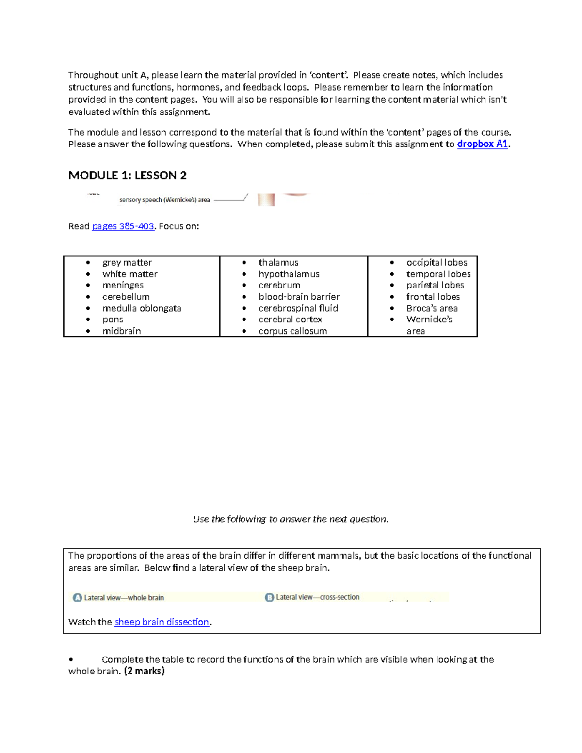 B30 unit A assignment - This is biology you would typically do in grade ...