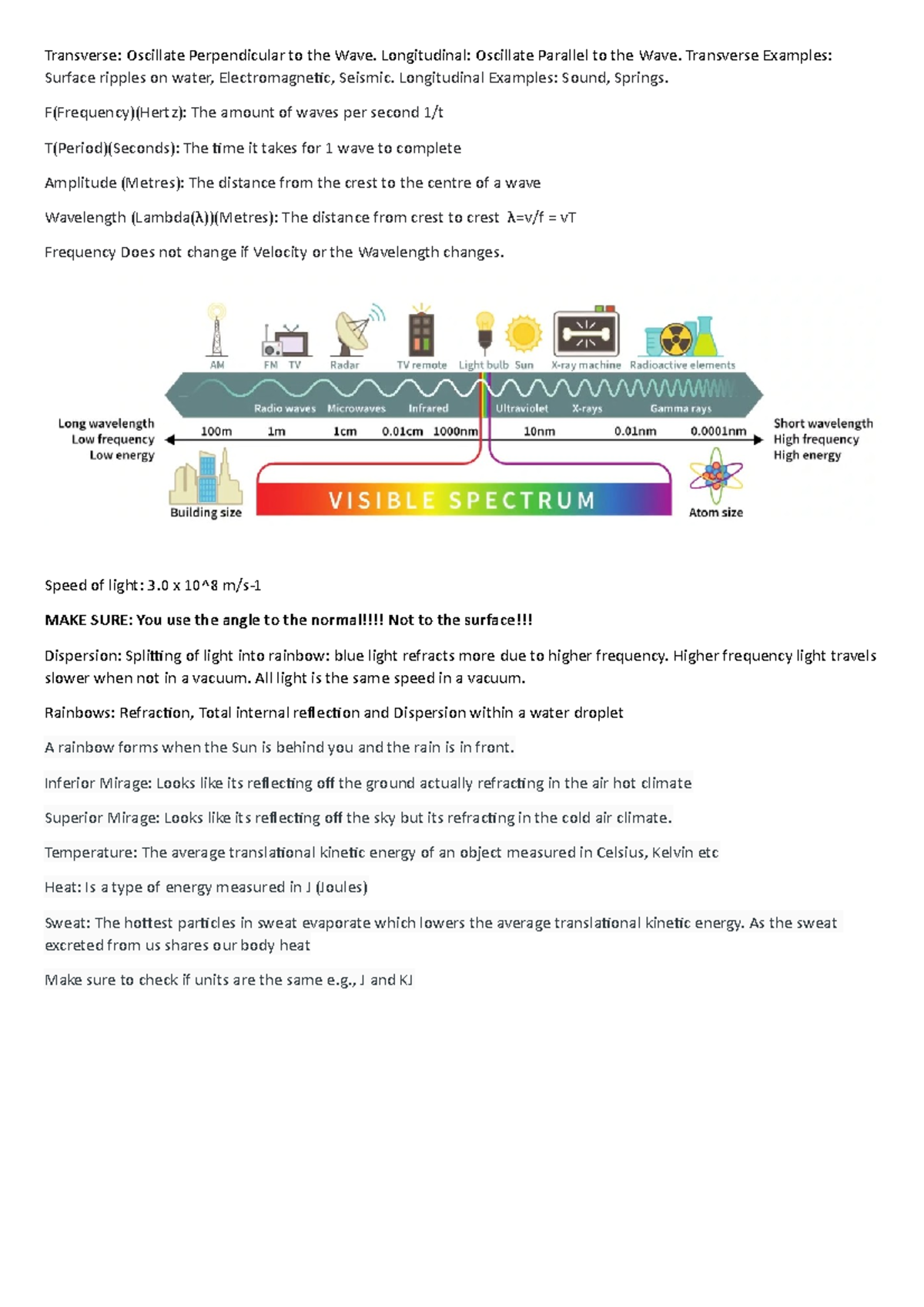 Cheat Sheet - iohoihoihoihoih - Transverse: Oscillate Perpendicular to the Wave. Longitudinal ...