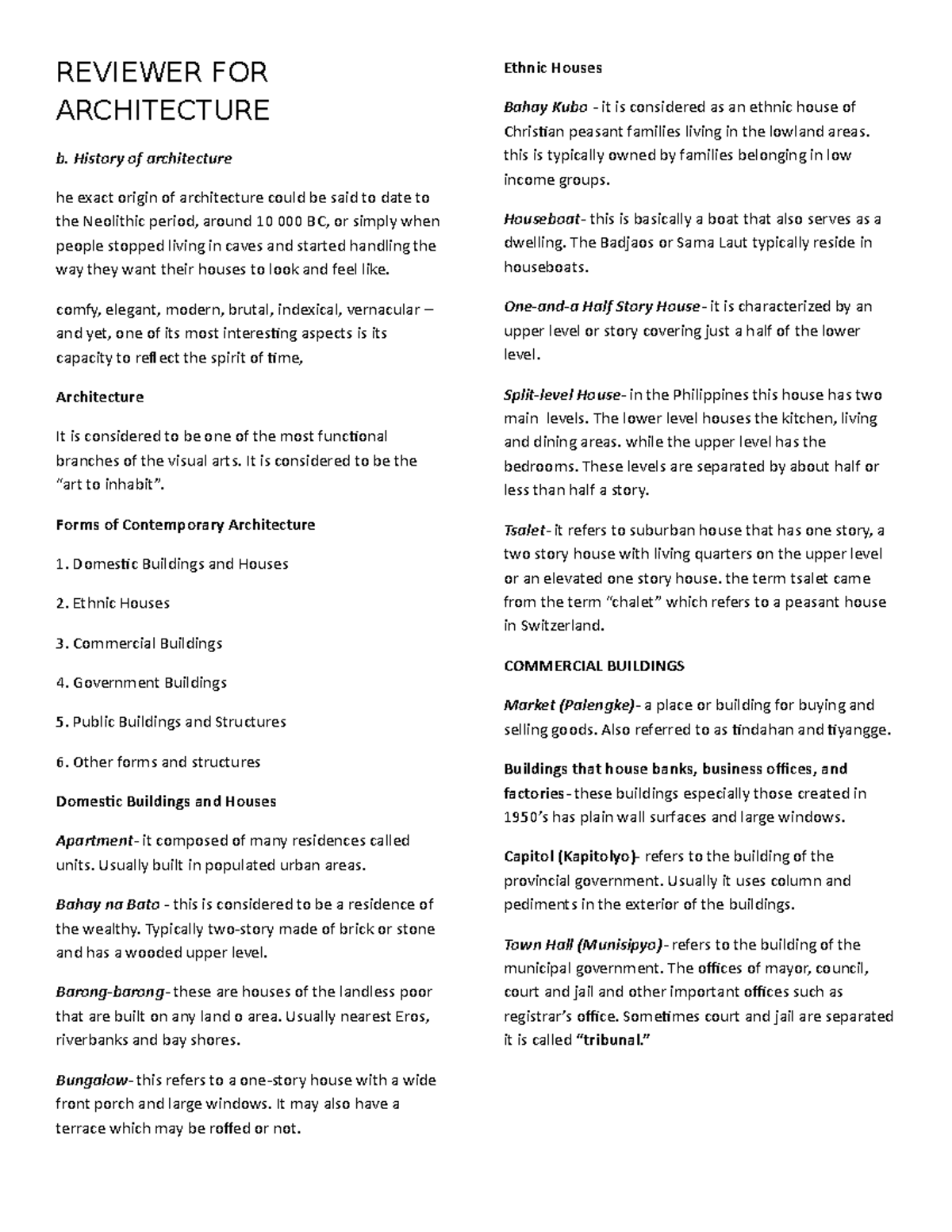 Reviewer FOR Architecture - REVIEWER FOR ARCHITECTURE b. History of ...