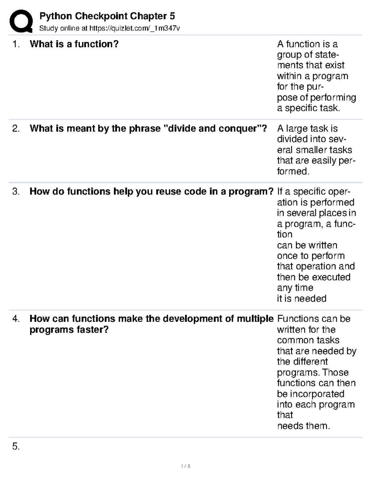 Chapter 5 questions - Study online at quizlet/_1m347v What is a ...