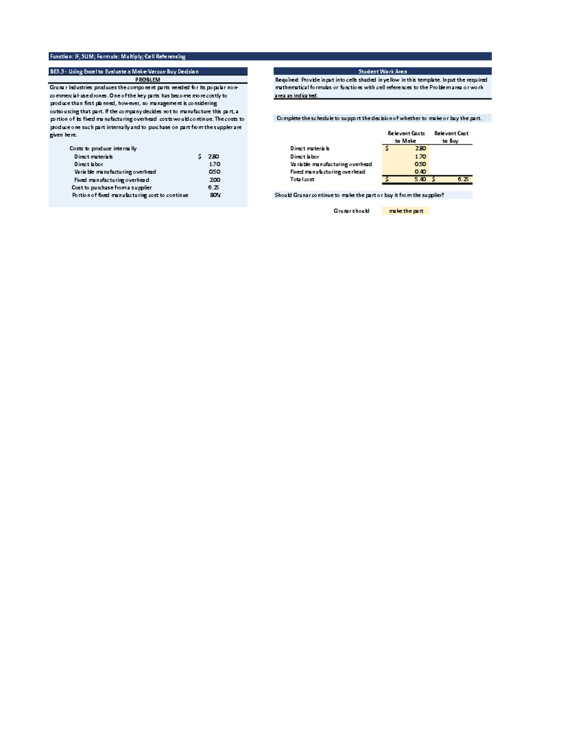 Module Three Problem Set Question 2 - Function: IF, SUM; Formula ...