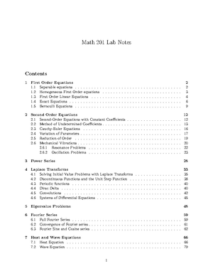 Math 201 Lab Notes - Math 201 Lab Notes 1 First Order Equations ...