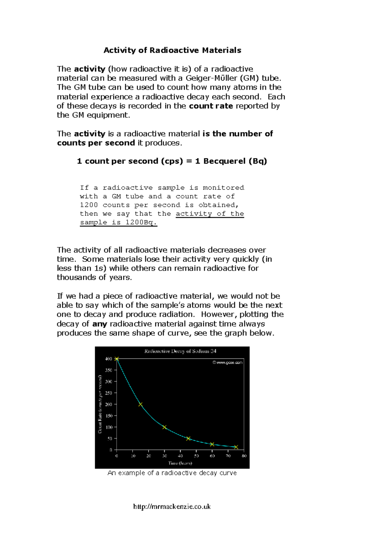 Half life calculations - The ** ** (how radioactive it is) - Studocu
