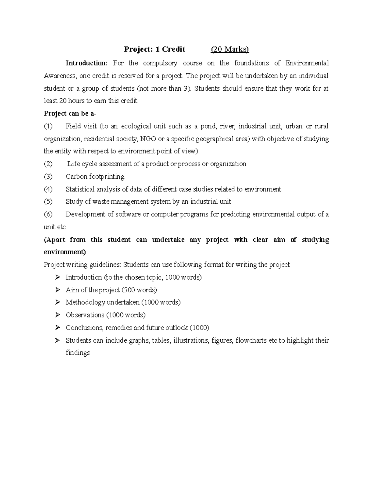 EVS Project - Project: 1 Credit (20 Marks) Introduction: For the ...