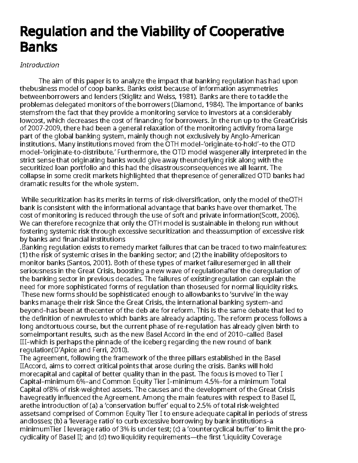 Regulation Viability Of Cooperative Regulation And The Viability Of