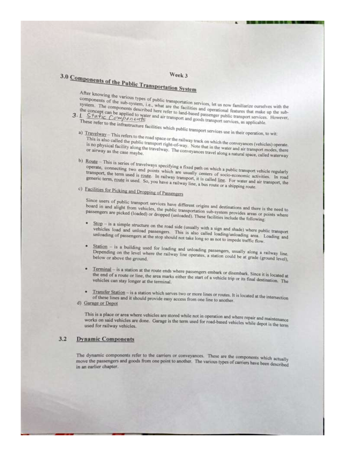 Week 3 Urban lesson - notes - BS Civil Engineering - Studocu