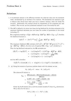 Lab3 Solutions - Lab 3 - Solutions Linear Models – Semester 1, 2019 ...