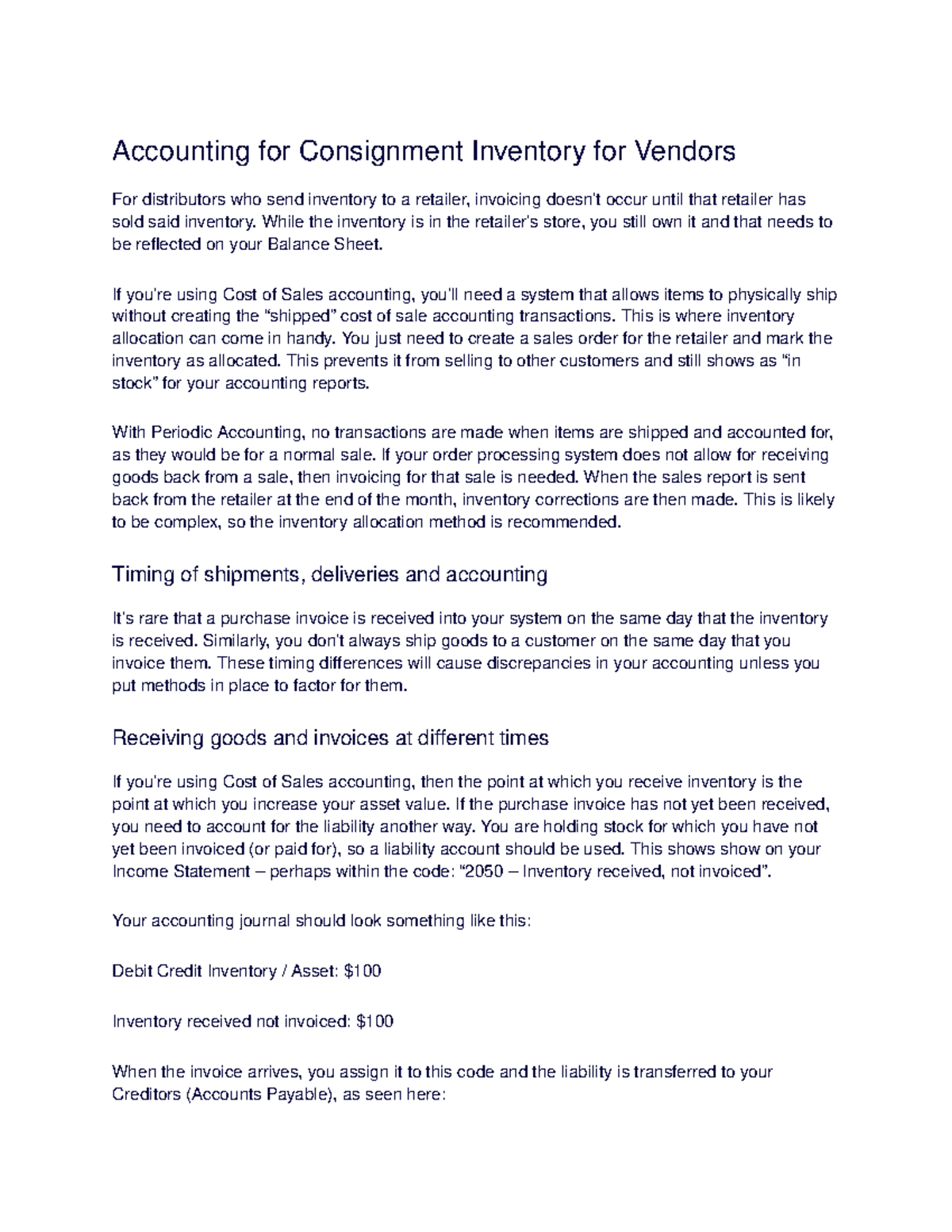 525375303 Accounting for Consignment Inventory for Vendors - Accounting ...