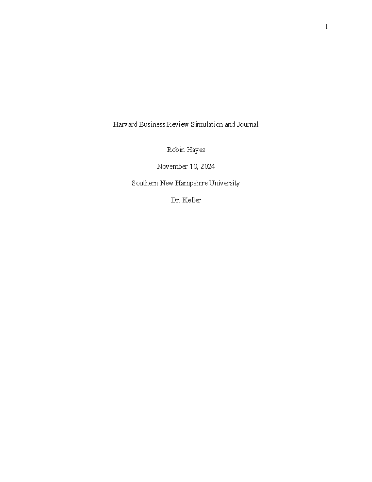 W2 Harvard Business Review - Harvard Business Review Simulation and ...