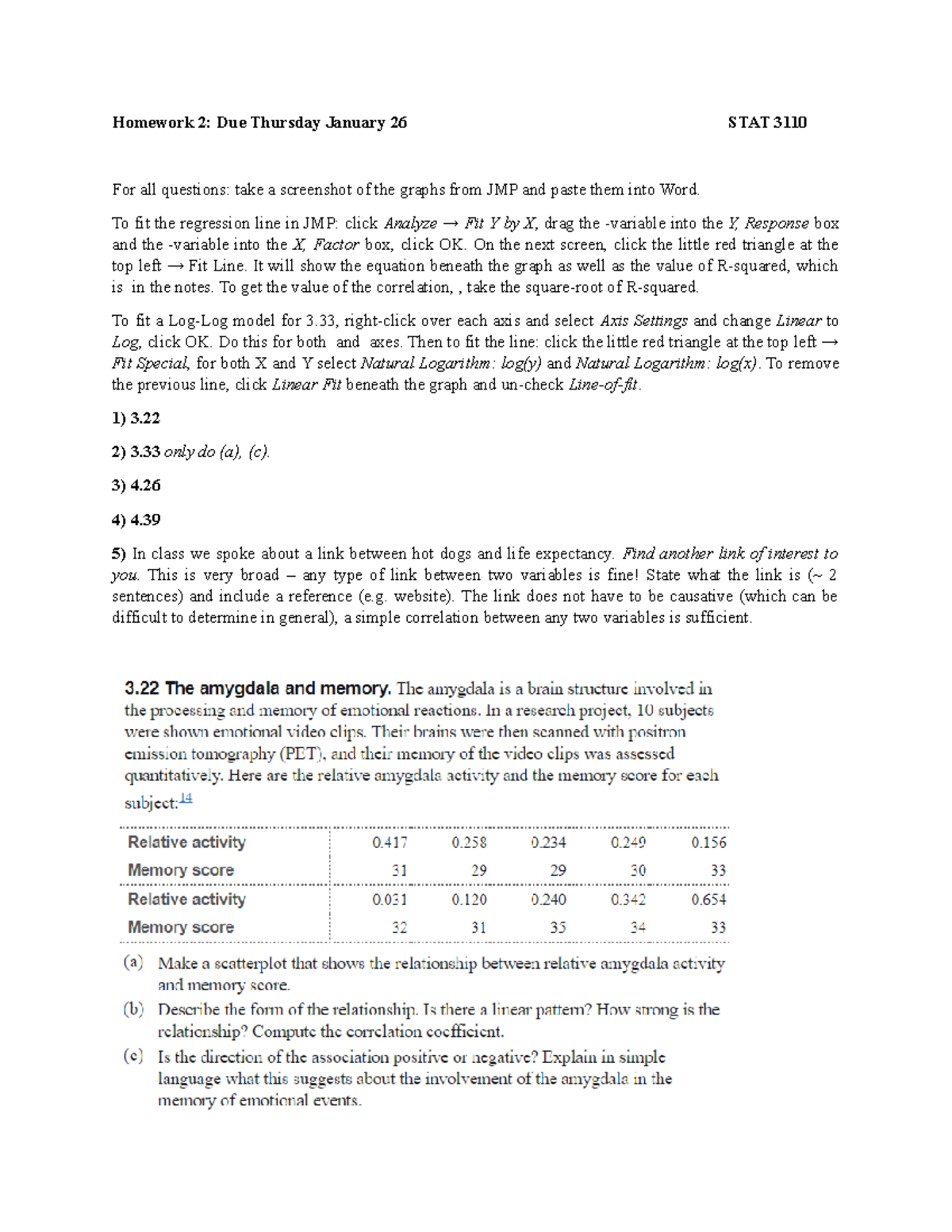 Homework 2-2 - Homework 2: Due Thursday January 26 STAT 3110 For all ...