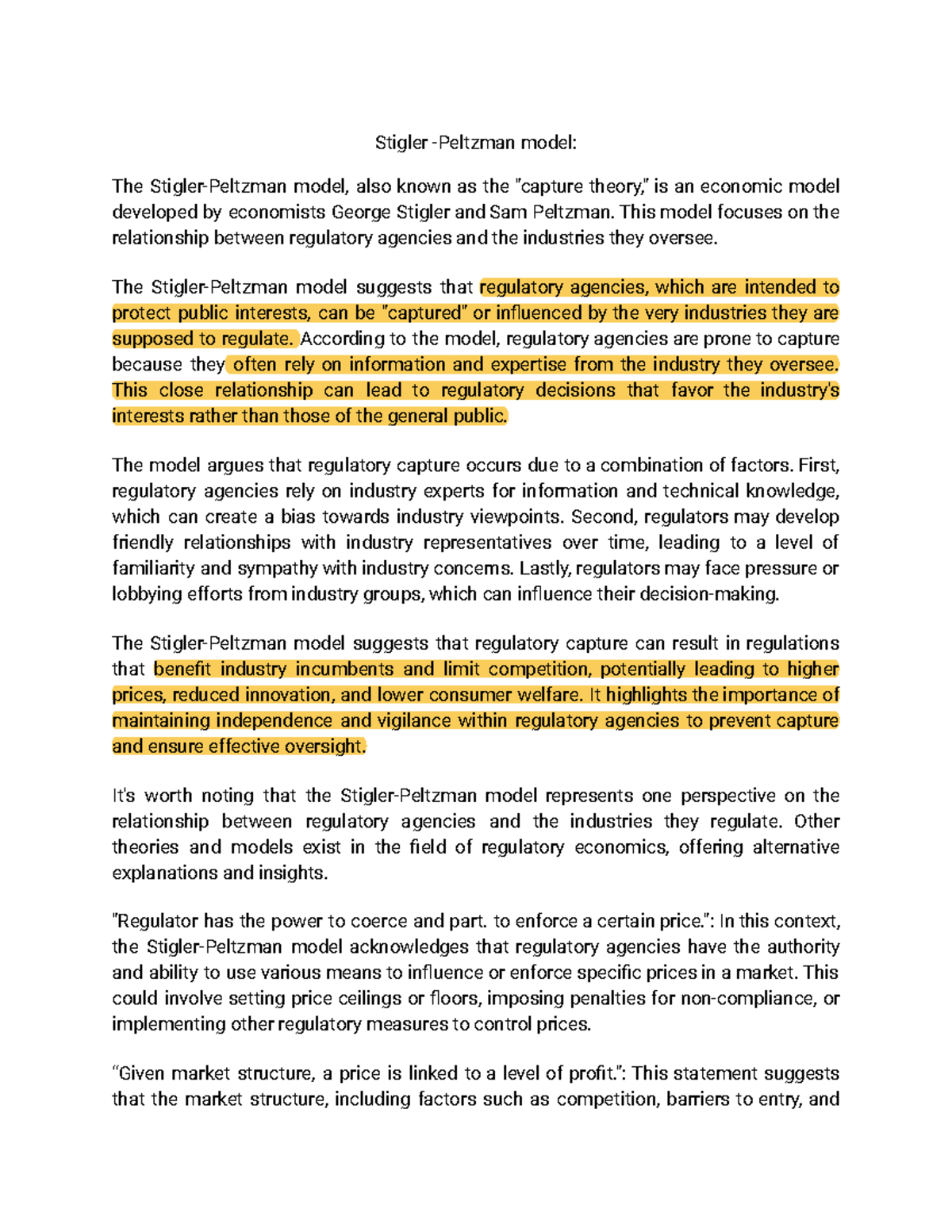 Theory OF Regulation - summary of course using book and research ...