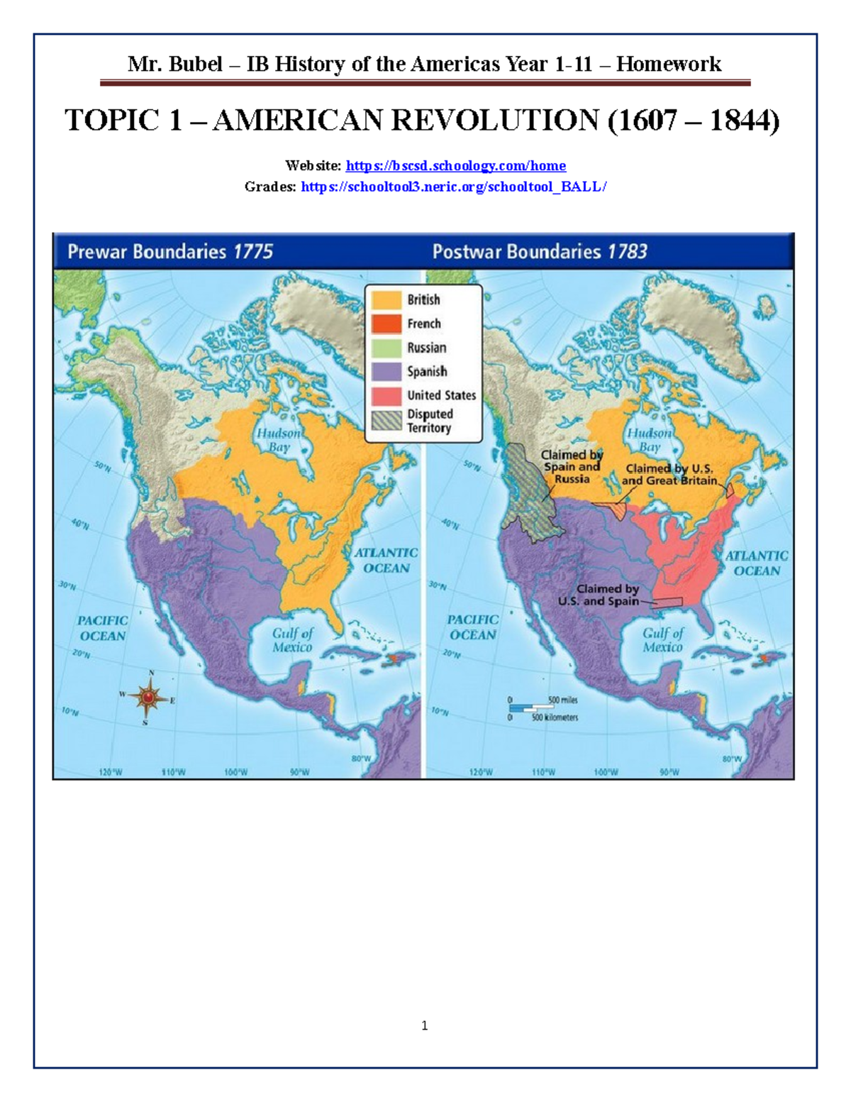 History HL Year 1-Doc 2 - TOPIC 1 – AMERICAN REVOLUTION (1607 – 1844 ...