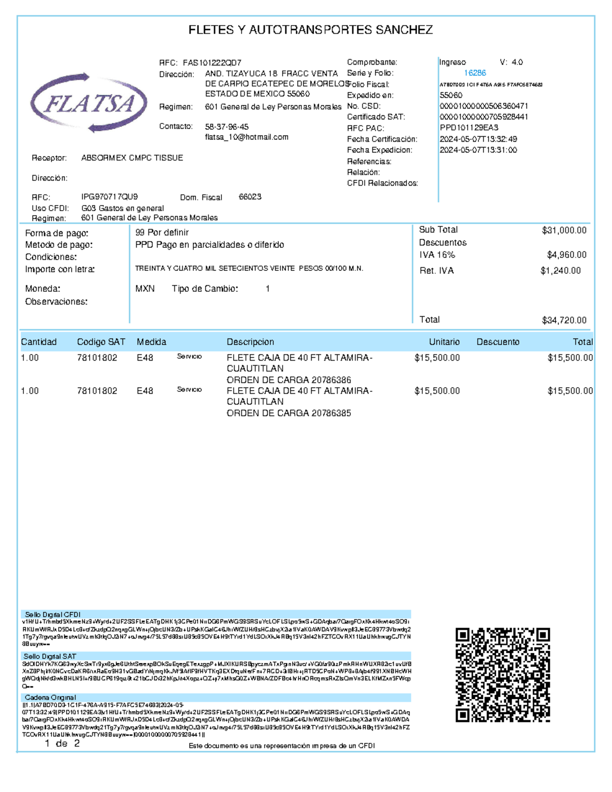 AGG3M FACTURA ADUANA - ABSORMEX CMPC TISSUE Contacto: Regimen: RFC ...