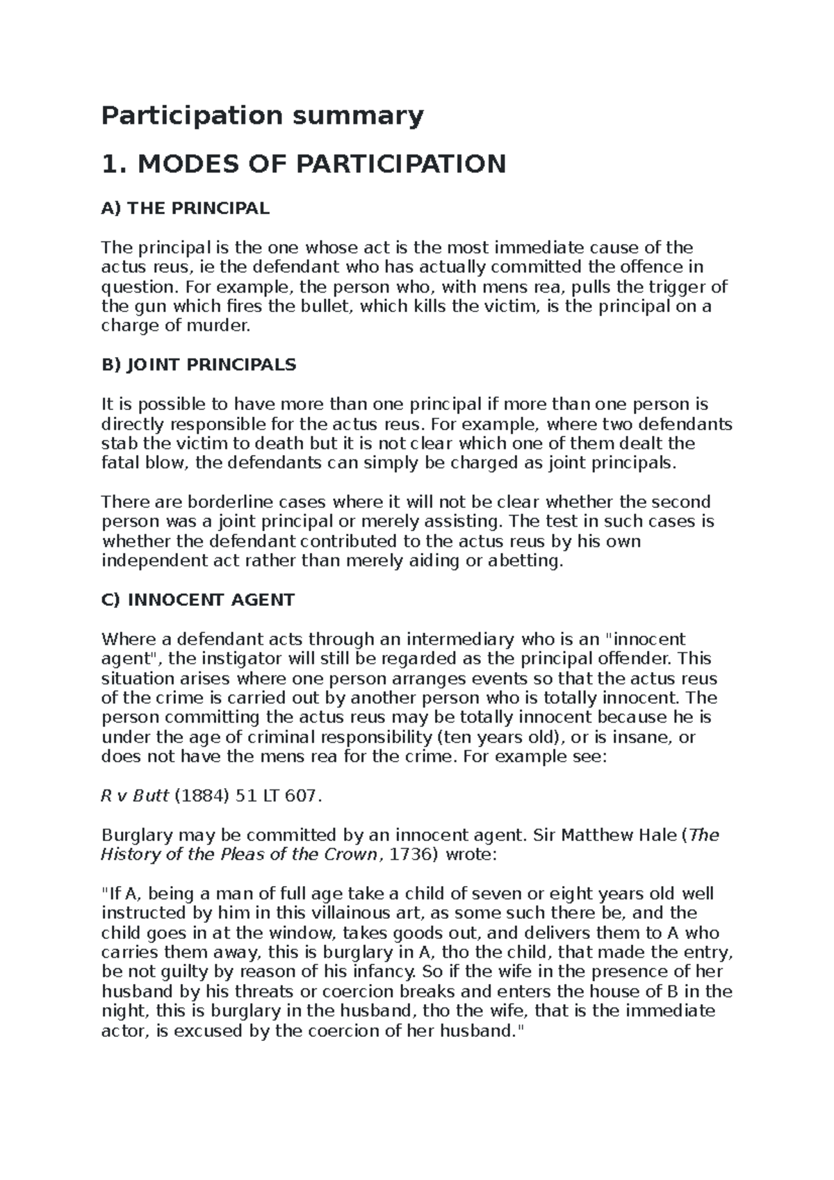 Participation summary - MODES OF PARTICIPATION A) THE PRINCIPAL The ...