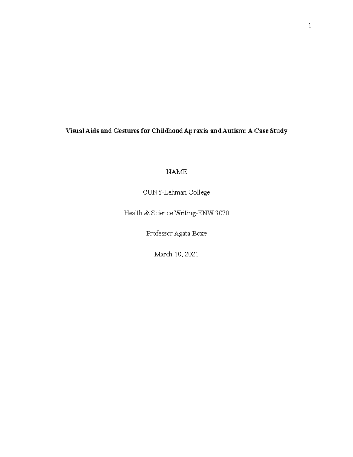 Enw case study - Visual Aids and Gestures for Childhood Apraxia and ...