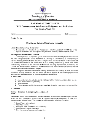 Conarts-12-Q2- Module-1 v2 - Contemporary Arts From the Philippines and ...
