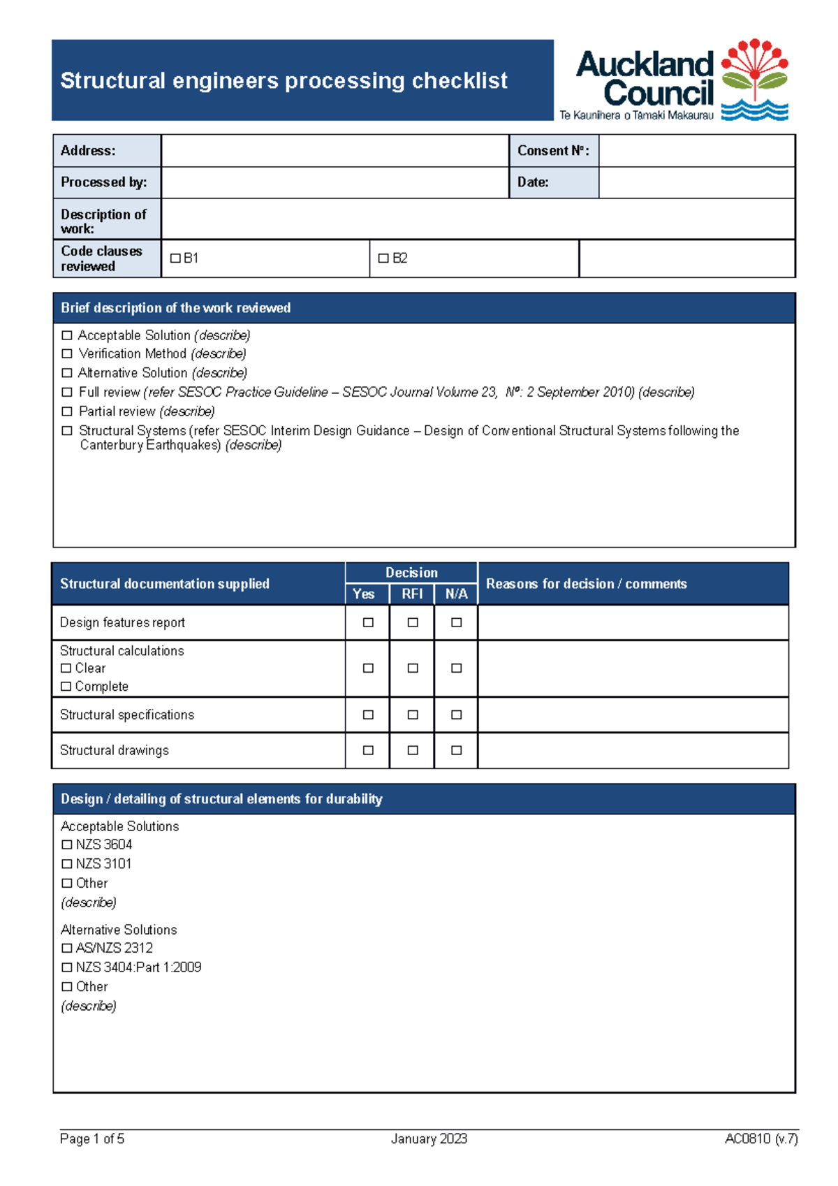 AC0810 Structural engineers processing checklist v7 - Engineering ...