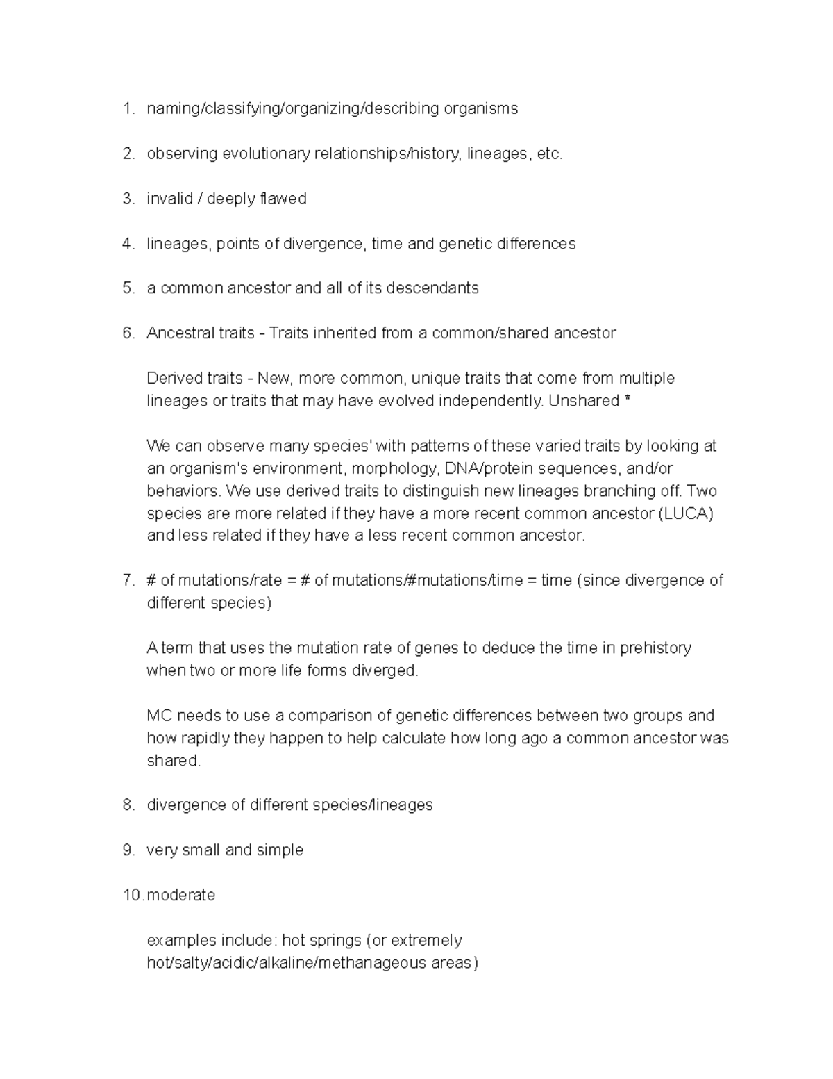 Exam #2 Study Guide Key - naming/classifying/organizing/describing ...