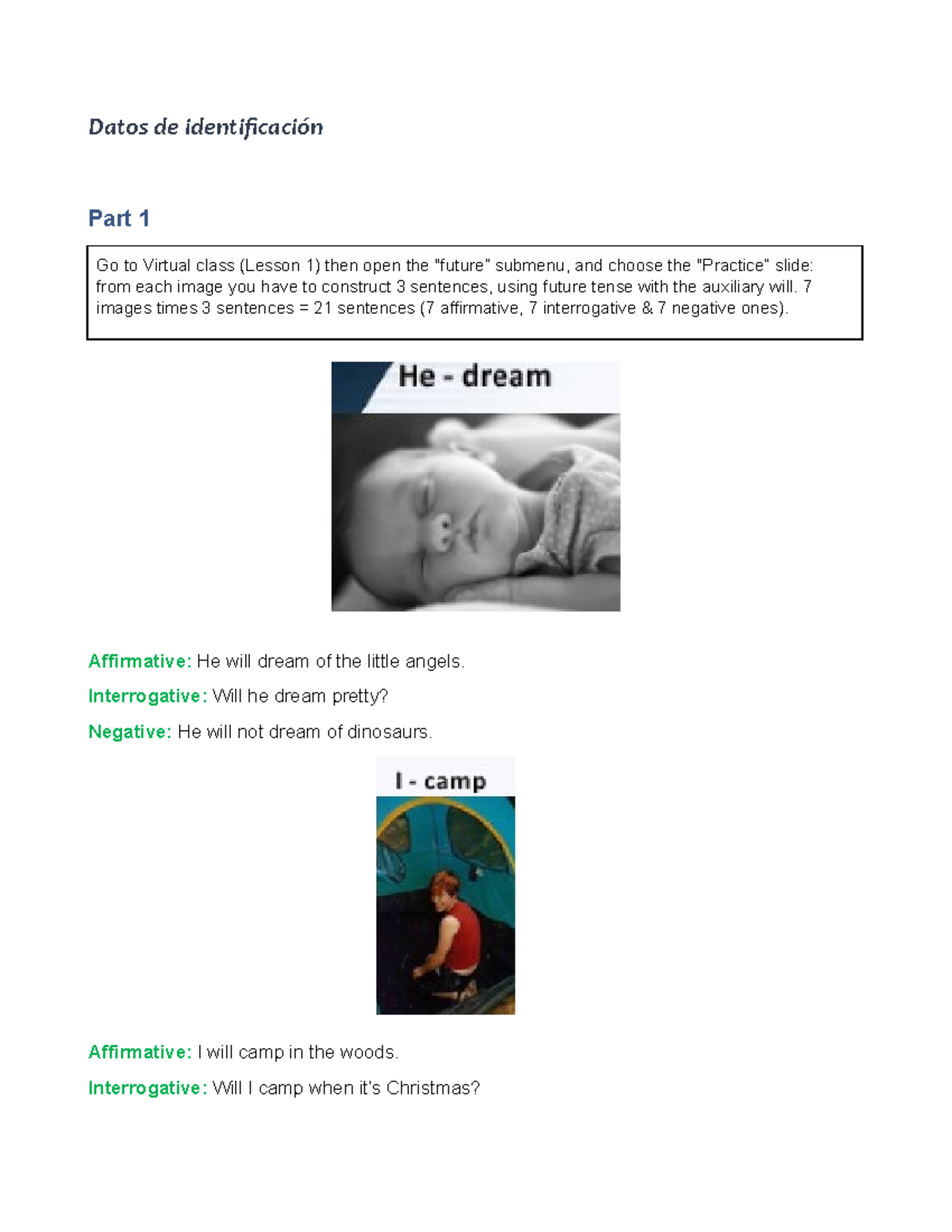Assignment 2 Text File - ingles - Datos de identificación Part 1 Go to Virtual class (Lesson 1 ...