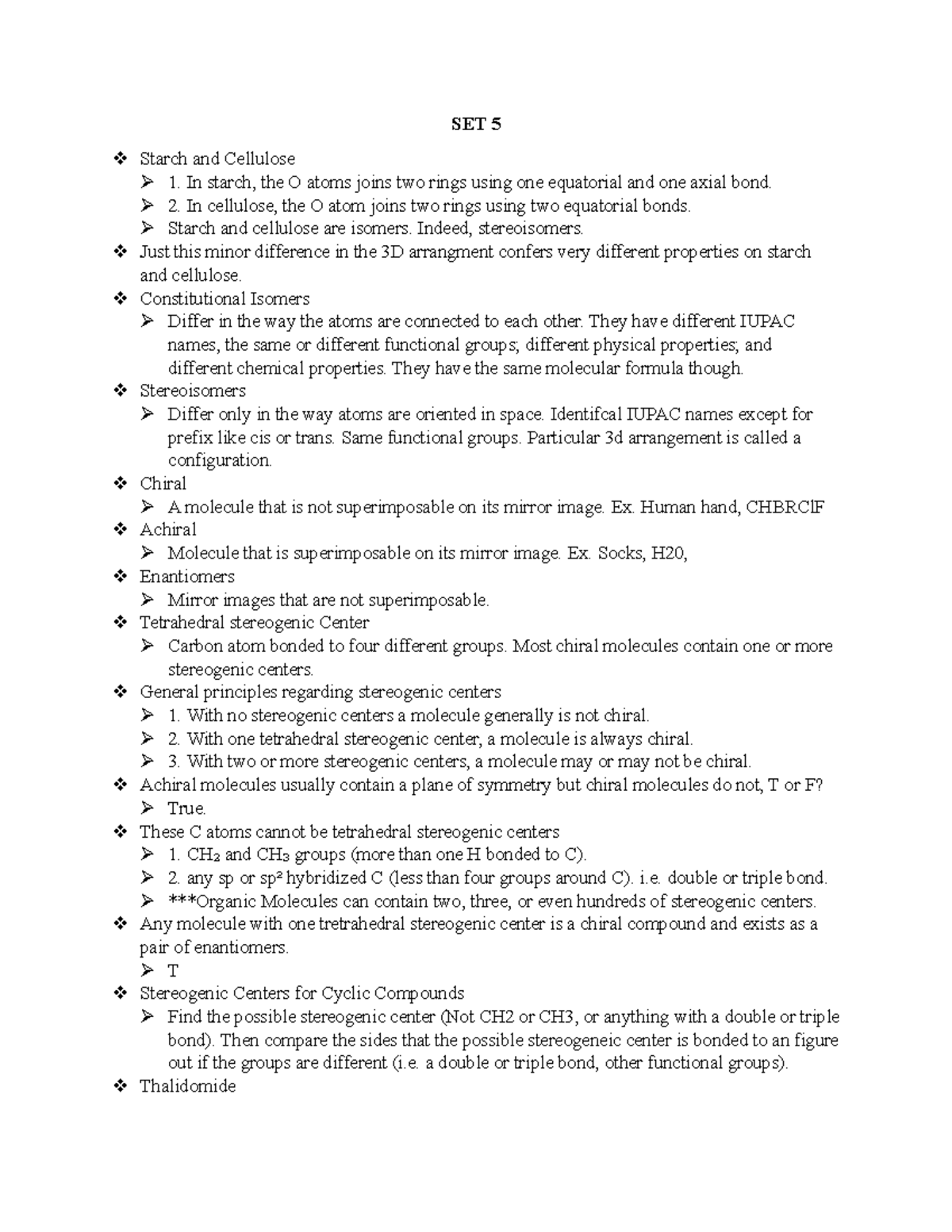 SET 5 - Maria Ballester - SET 5 Starch and Cellulose 1. In starch, the ...