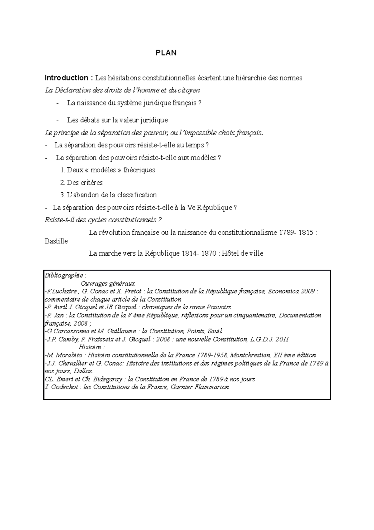 Plan (Ve rep)-1 - plan de cours droit constitutionnel semestre 2 - PLAN ...