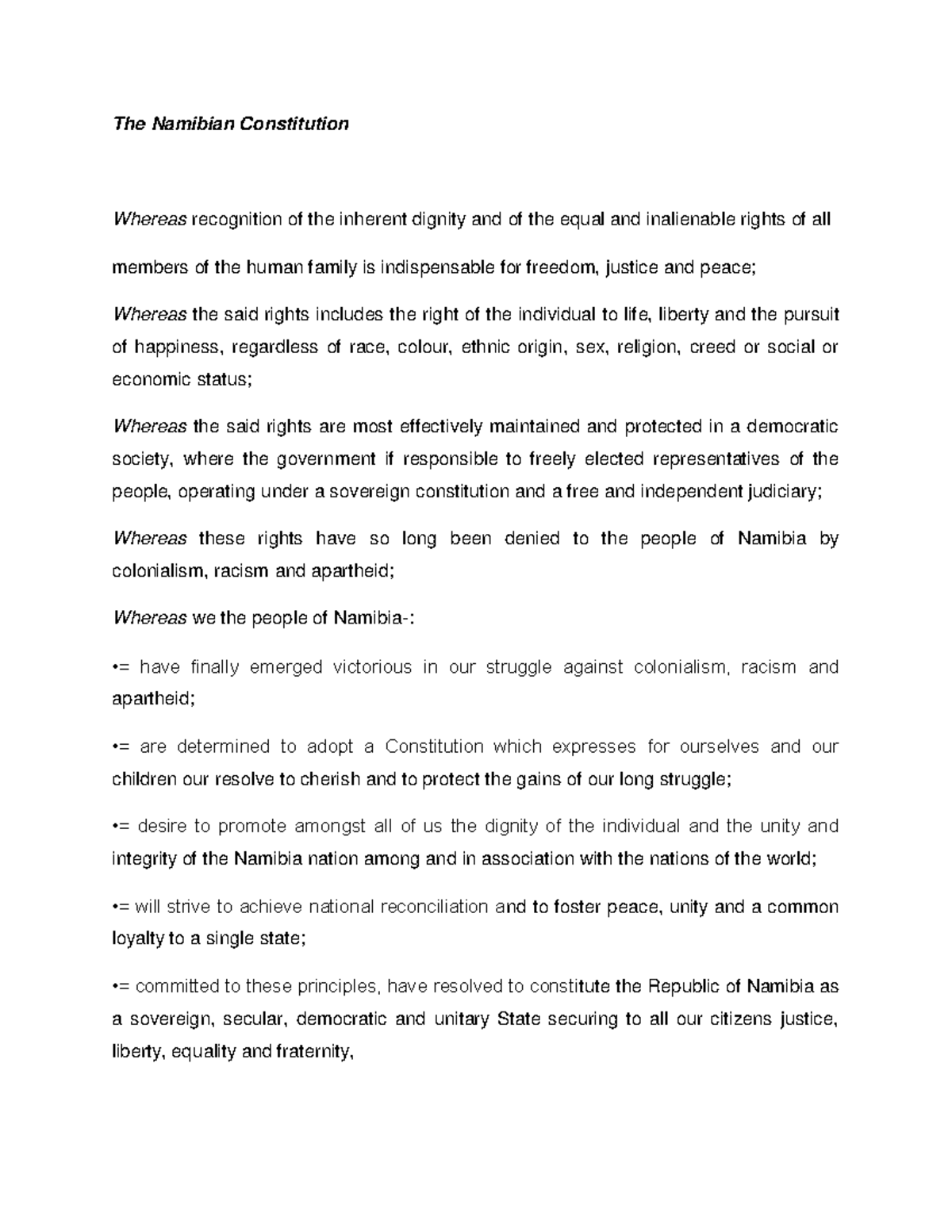 The Namibian Constitution - The Namibian Constitution Whereas ...