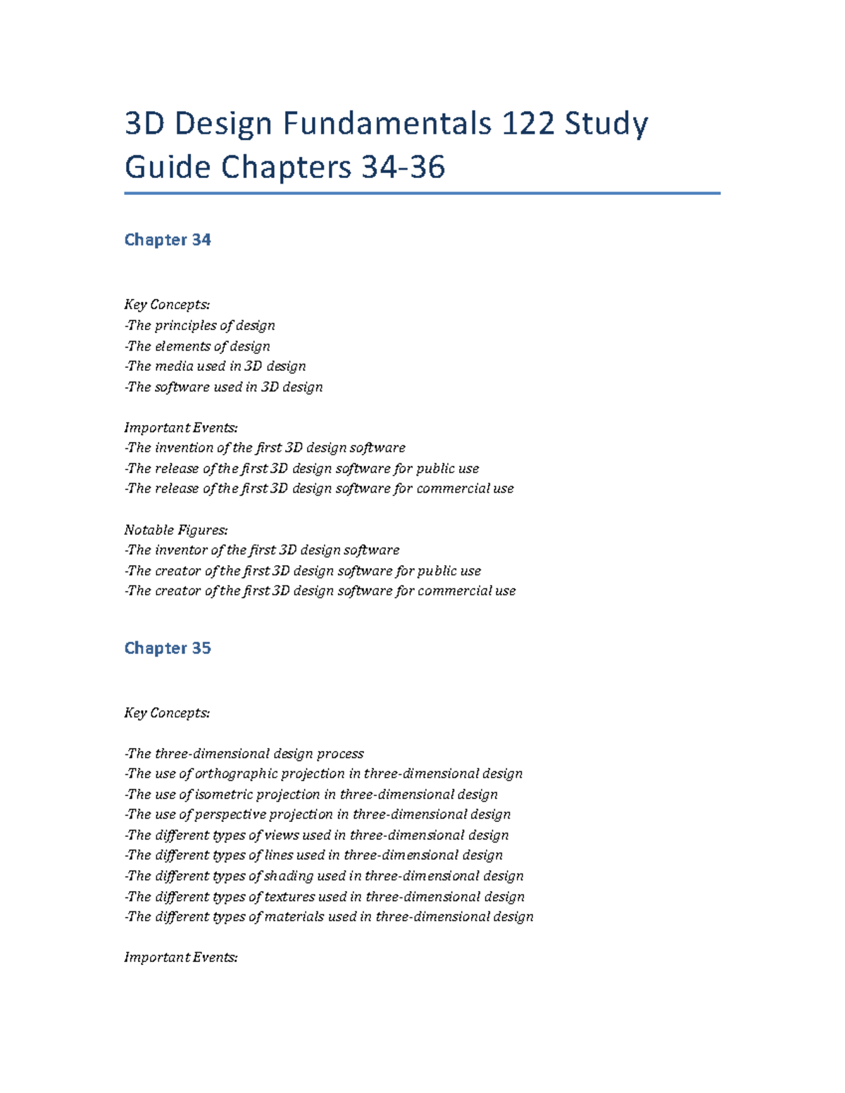 3D Design Fundamentals 122 Study Guide Chapters 34-36 - 3D Design ...