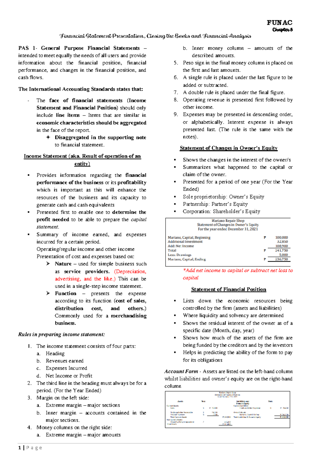 Chapter 8 Reviewer - Chapter 8 Financial Statement Presentation ...