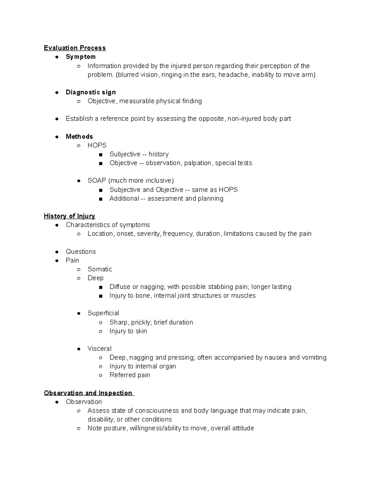 U1 S3 Clinical Assess & Diag. Notes - Evaluation Process Symptom ...