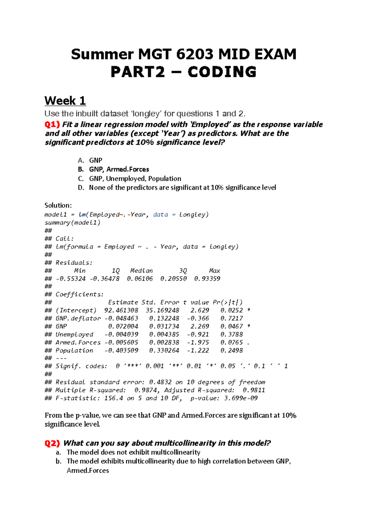 Midterm Part 2 Solutions - Summer MGT 6203 MID EXAM PART 2 – CODING ...