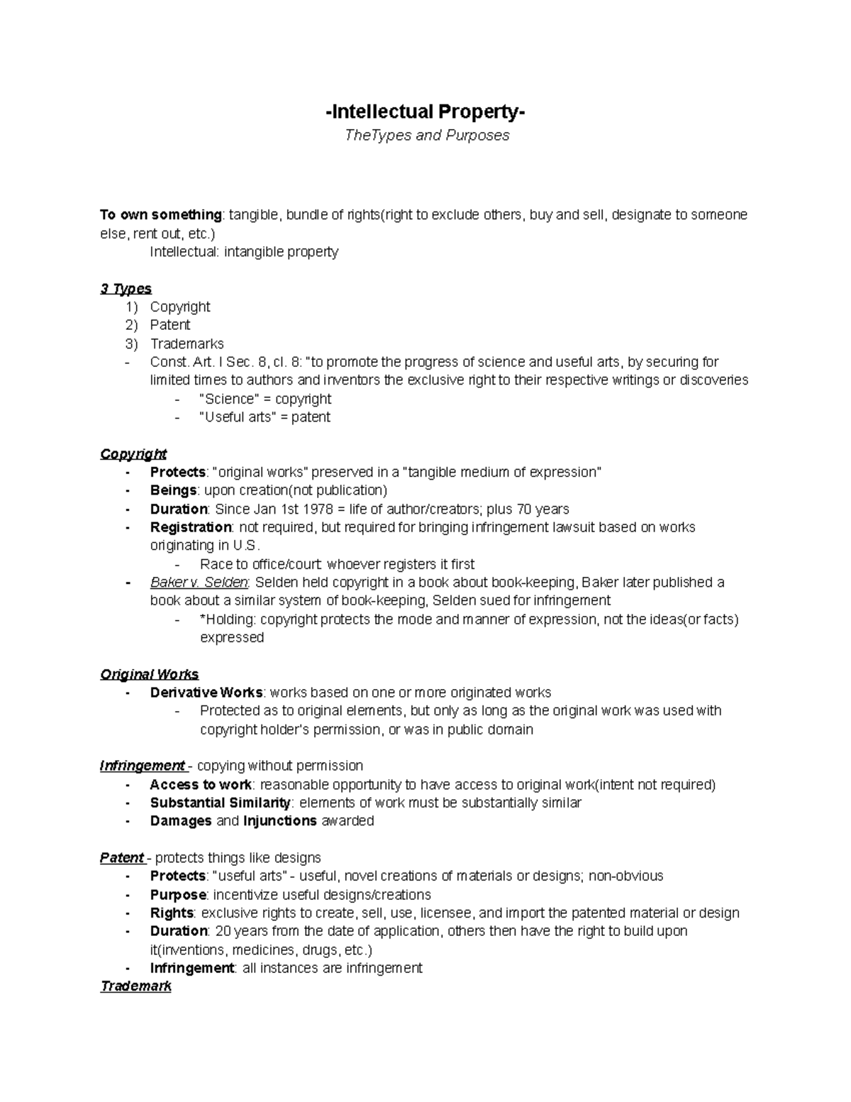 Lecture - Intellectual Property -Intellectual Property- TheTypes and ...